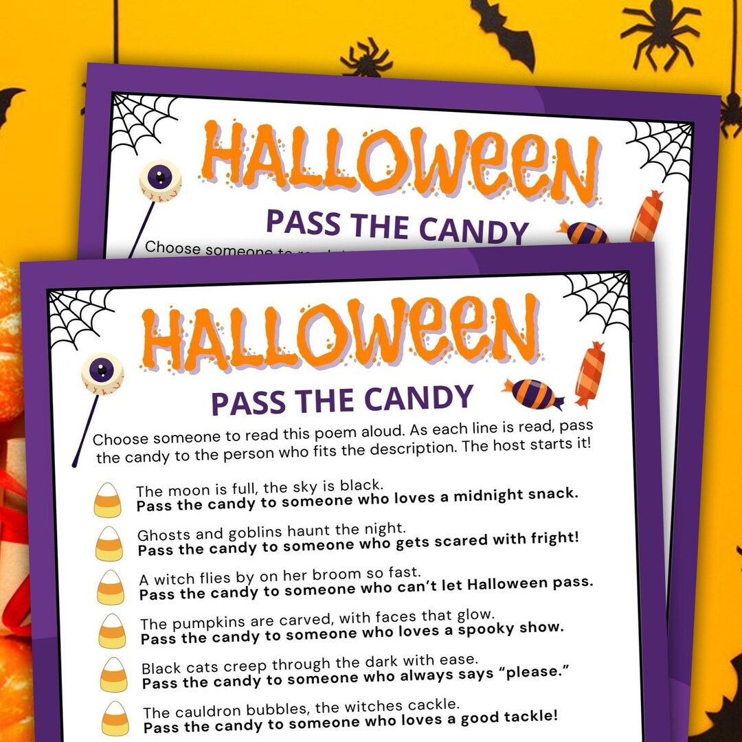 Halloween Pass the Candy Game, Halloween Activity, Pass the Prize Game ...