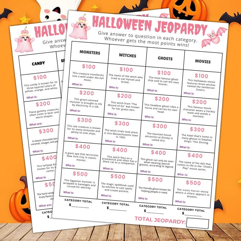 Halloween Jeoparty Game | Family Trivia (printable) - Etsy