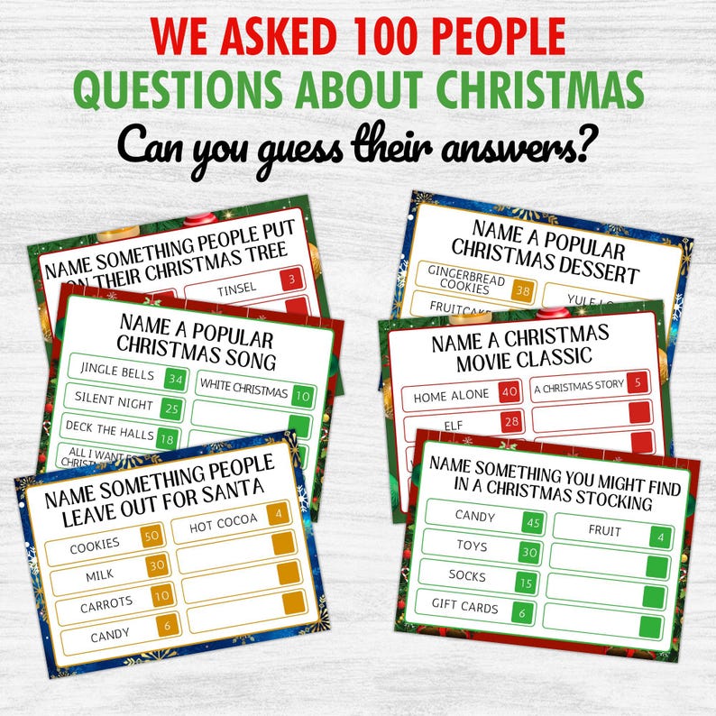 Christmas Friendly Feud Game, Printable Christmas Game, Christmas Party ...