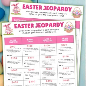 Easter Jeopardy Game, Printable Easter Trivia for Church, School ...