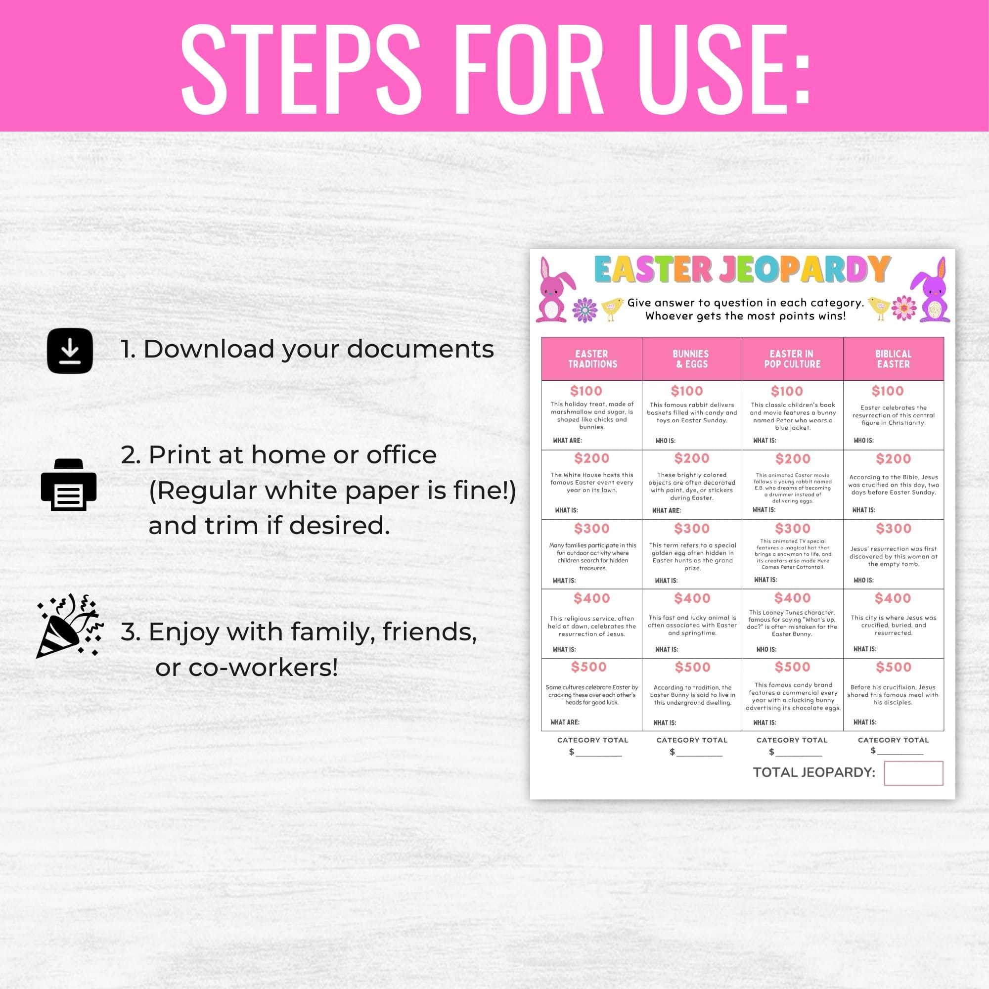 Easter Jeopardy Trivia Game, Family & Office Fun (printable PDF) - Etsy