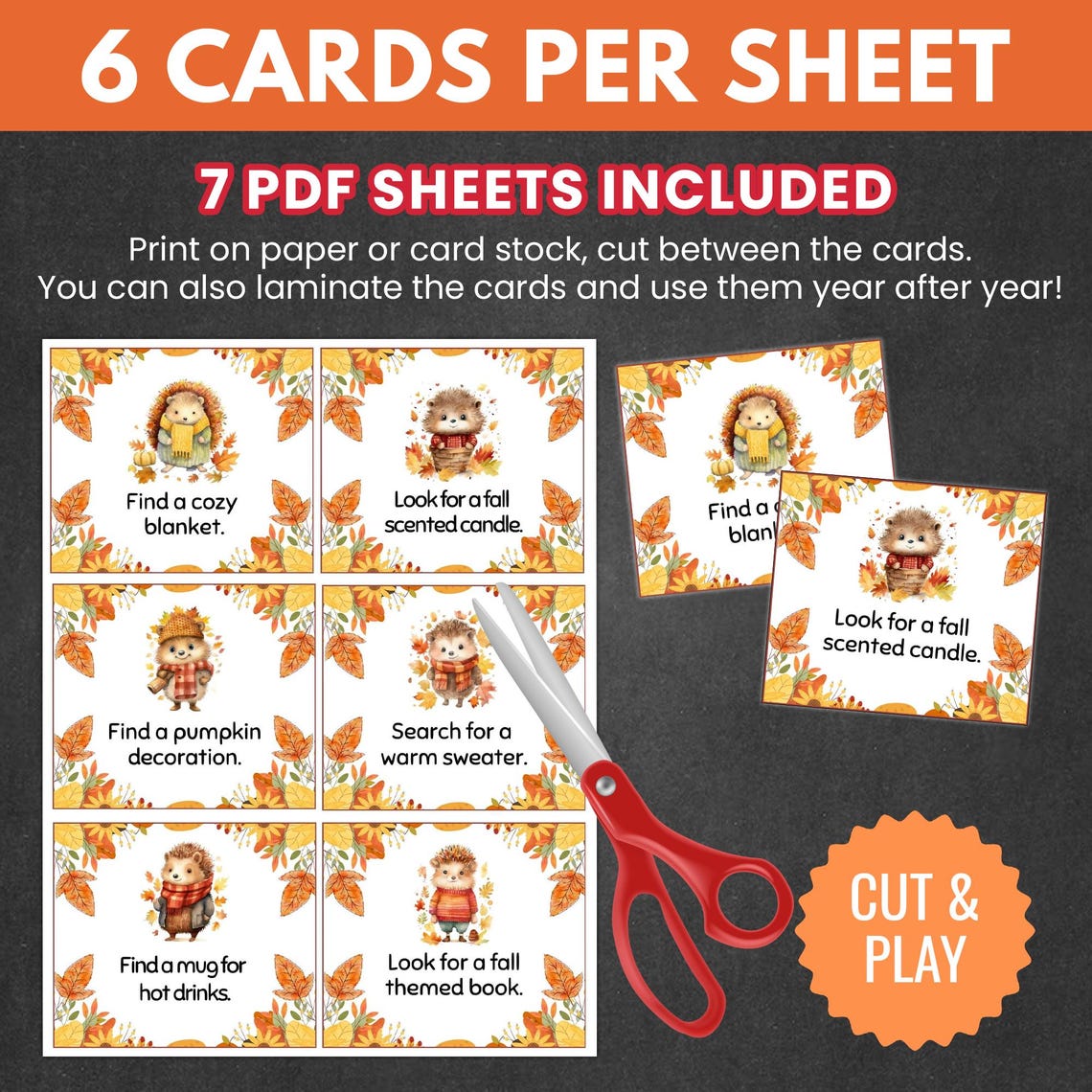 Fall-themed Indoor Scavenger Hunt for Younger Kids | Printable PDF - Etsy