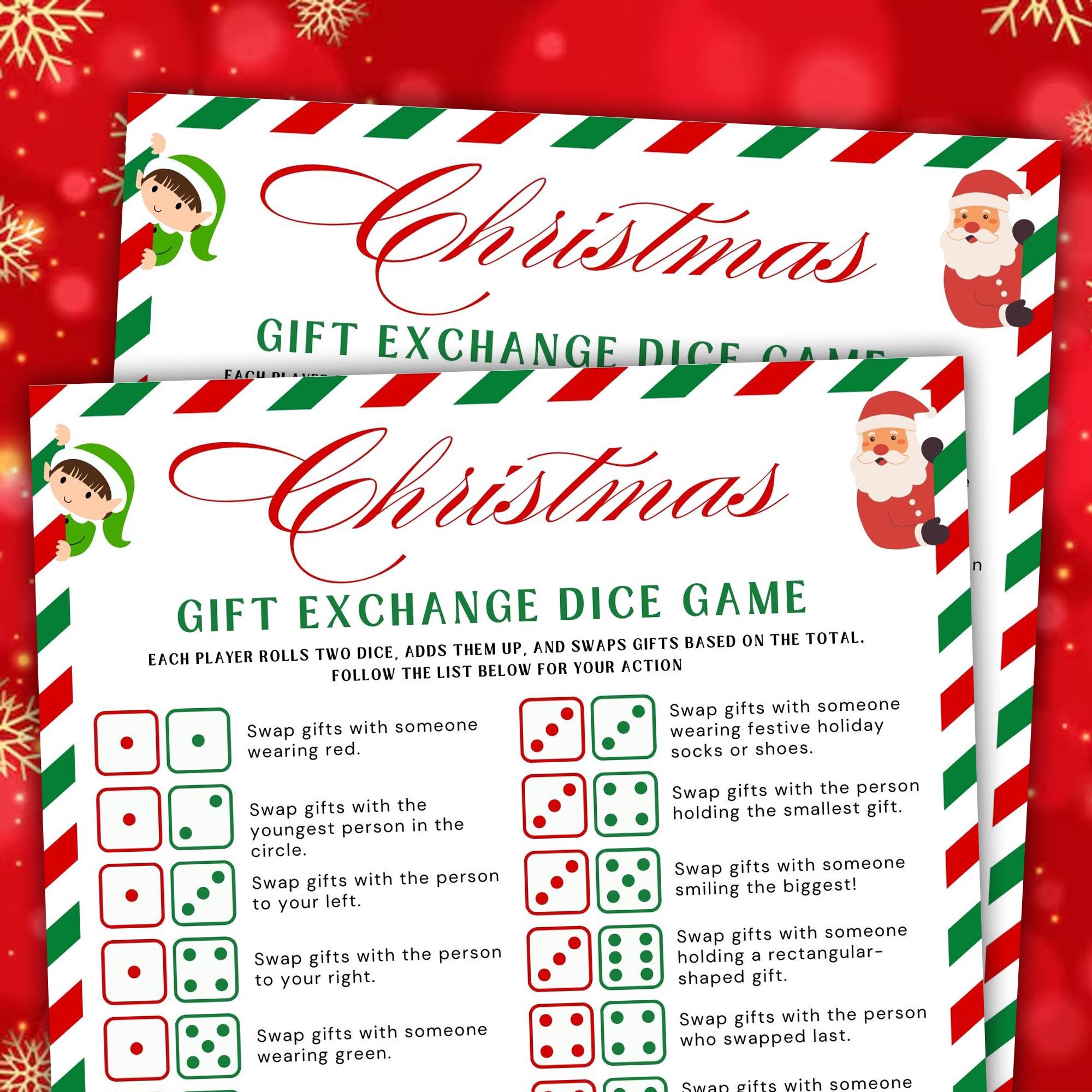 Christmas Gift Exchange Dice Game | Printable Party Activity (PDF) - Etsy