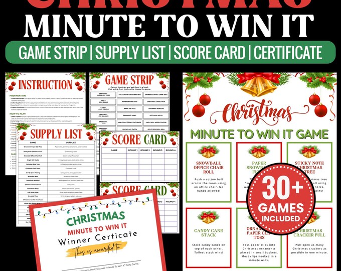 Christmas Minute to Win It Games, Holiday Party (printable) - Etsy