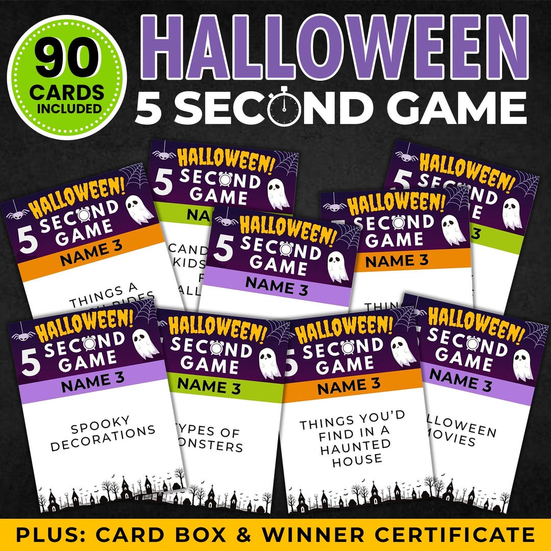 Halloween 5 Second Game | Printable Halloween Game | Halloween Activity ...