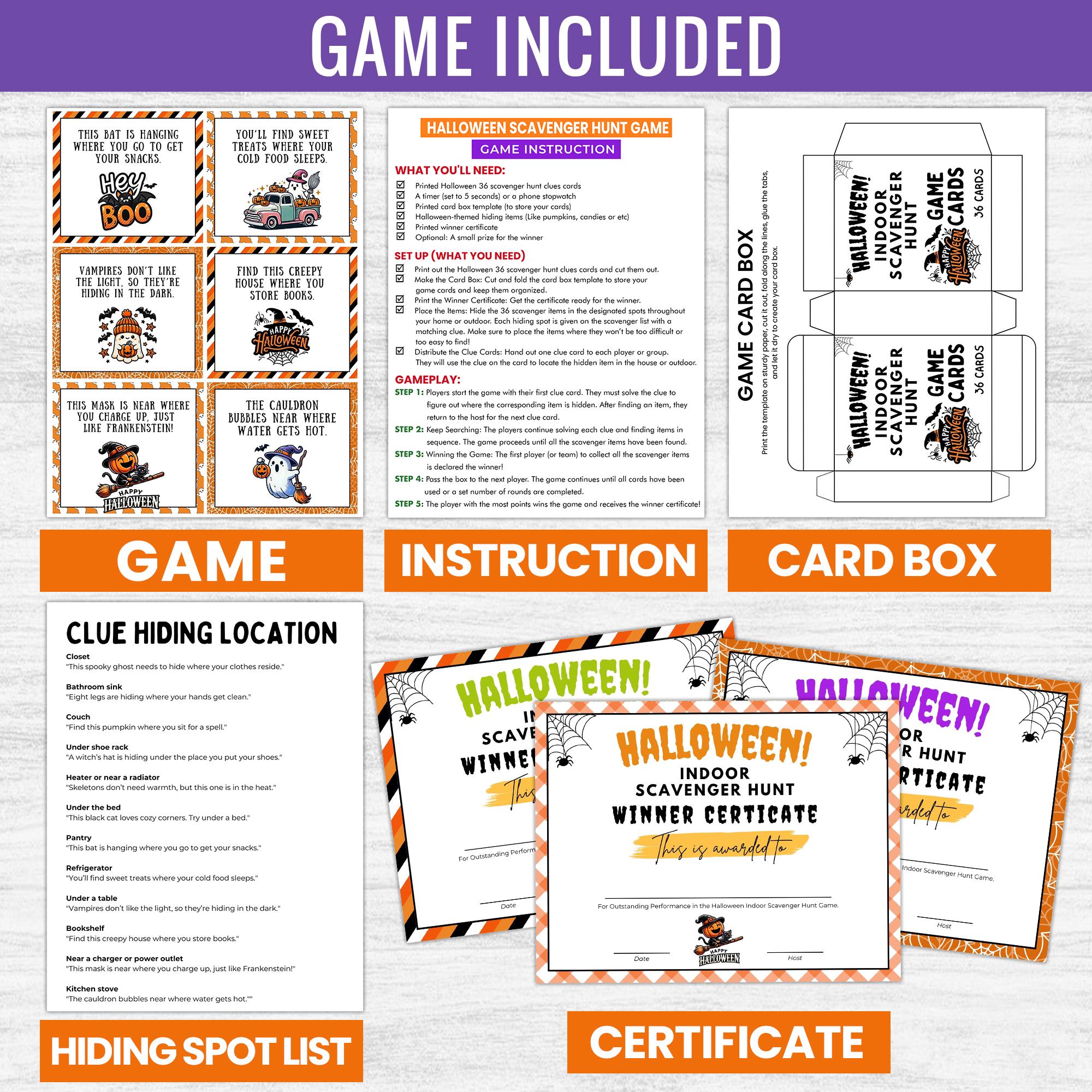 Printable Halloween Indoor Scavenger Hunt Riddles (digital Download) - Etsy