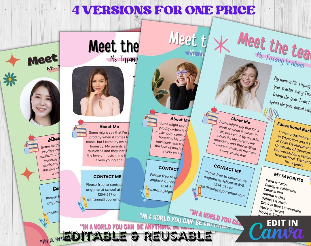 Back to School Meet the Teachertemplate, All About Me Teacher, First ...