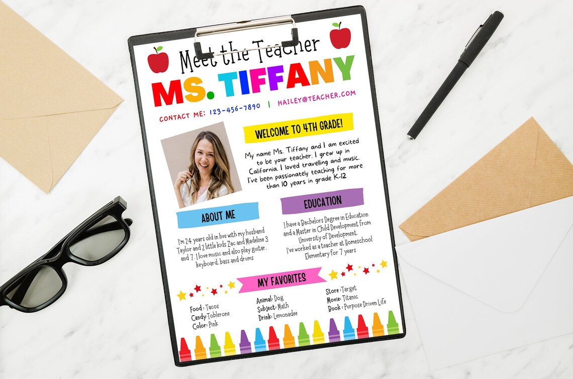Colorful Meet the Teacher Editable Template Letter Flyer Set - Etsy