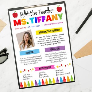 Colorful Meet the Teacher Editable Template Letter Flyer Set of 2 ...