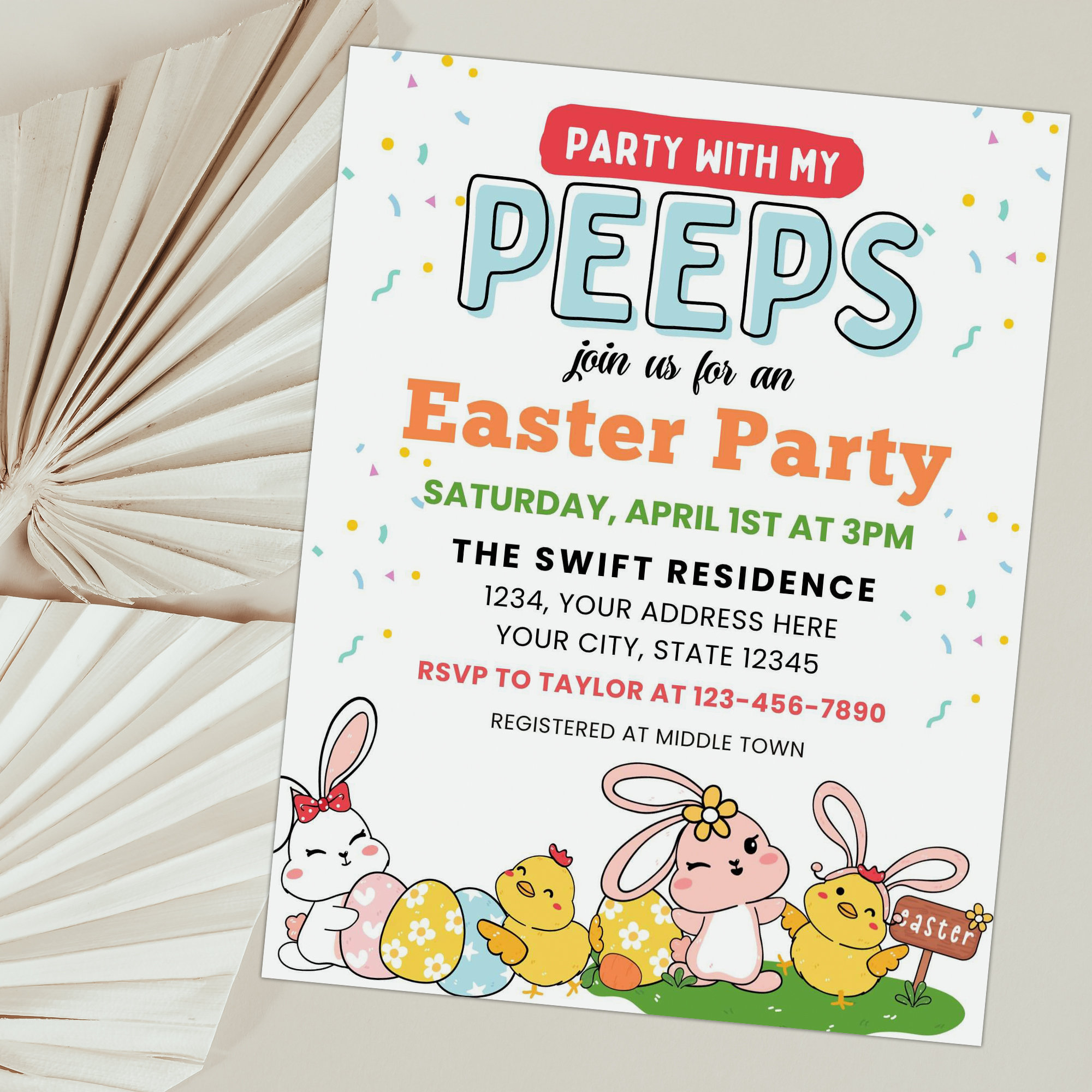 Editable Party With My Peeps Printable Invite Easter Egg Hunt ...