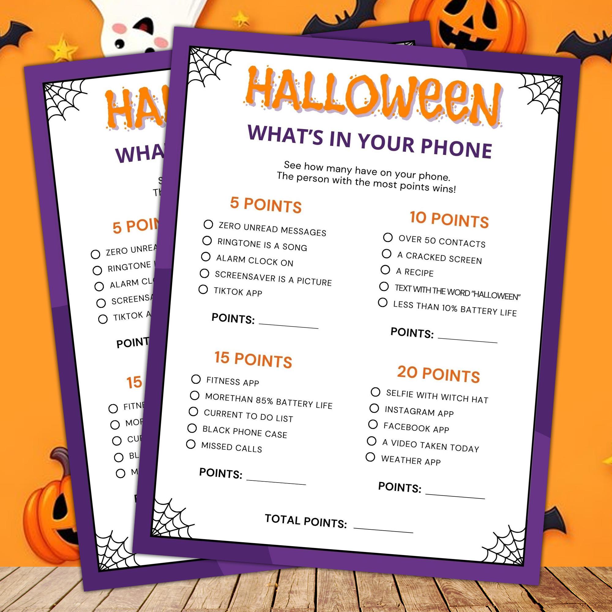 Halloween What's on Your Phone Game, Printable Party Activity (digital ...