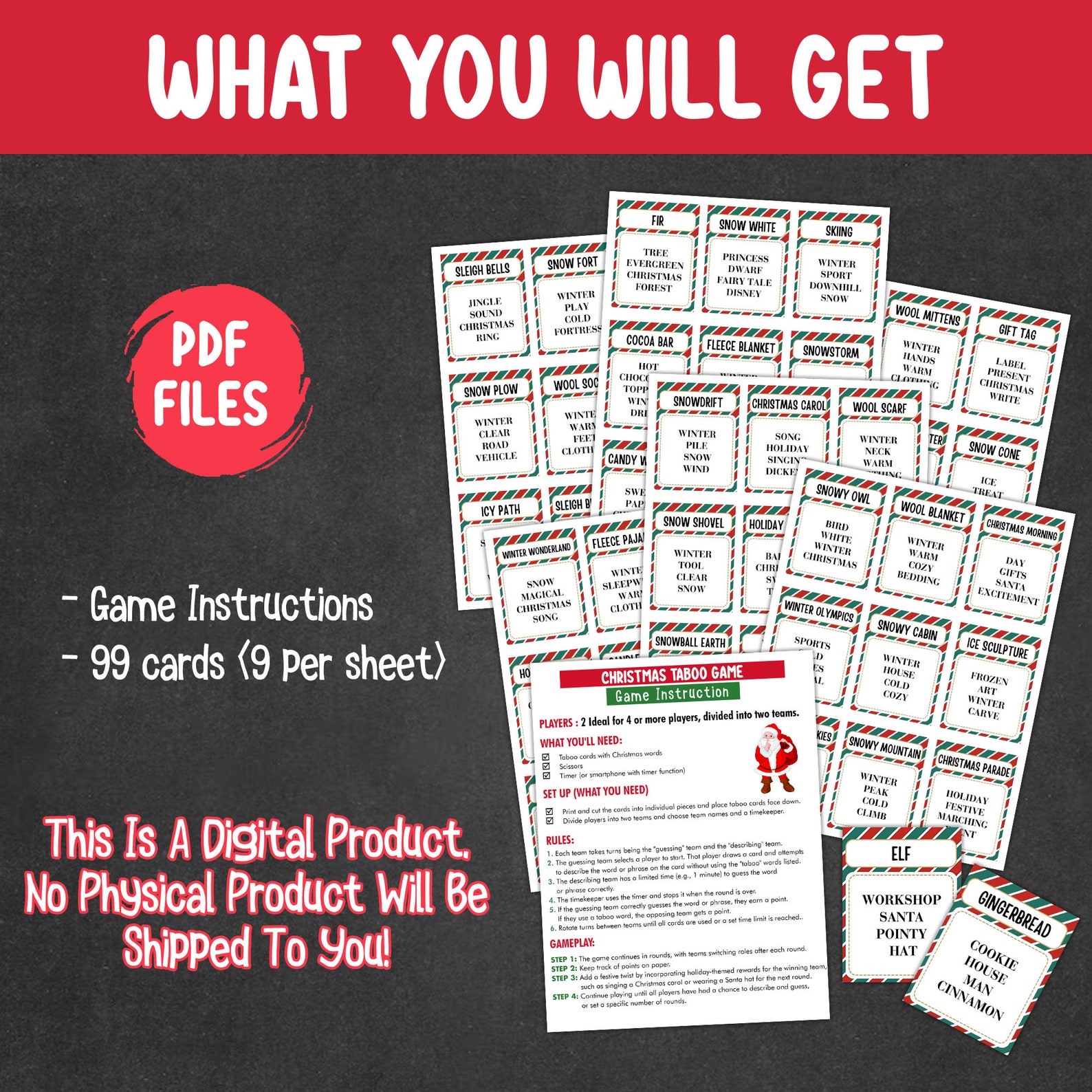 Christmas Taboo | Don't Say | Forbidden Words | Christmas Printable ...