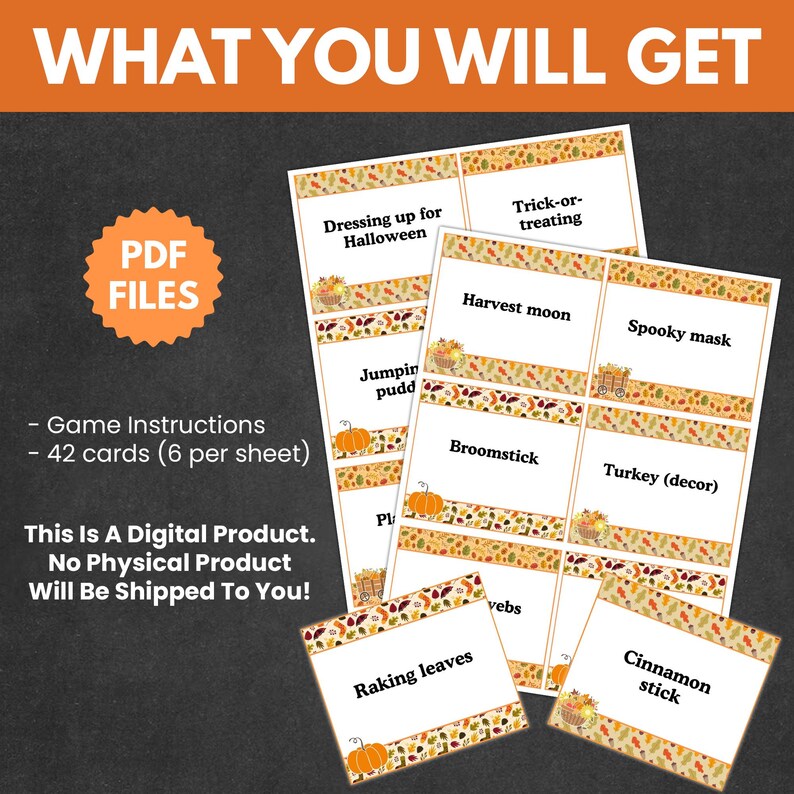 Fall Charade Game, Autumn Action Charades, Group Games, Family Team ...