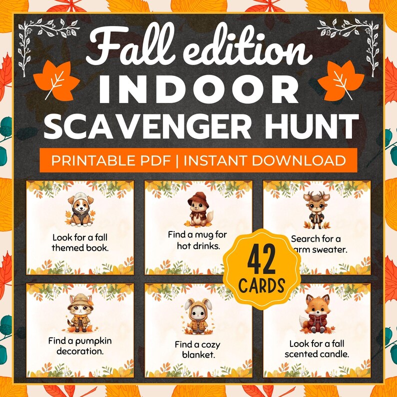 Fall Indoor Scavenger Hunt Printable PDF Instant Download - Etsy