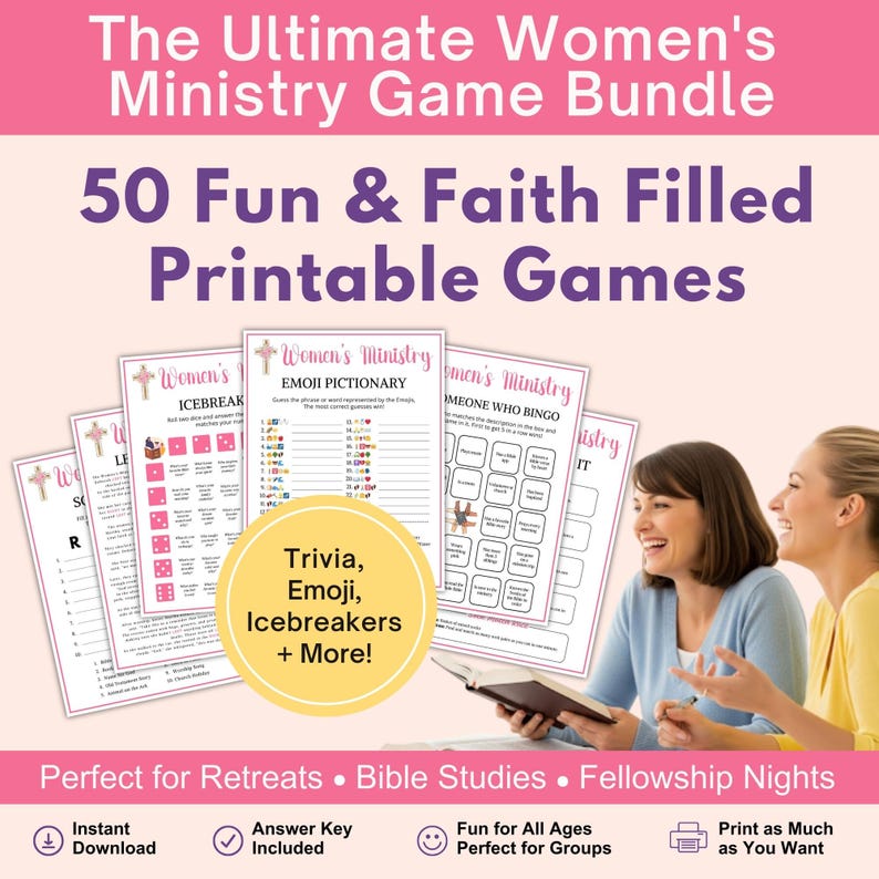 Printable Women's Ministry Games Bundle: Christian Bible Study, Church ...