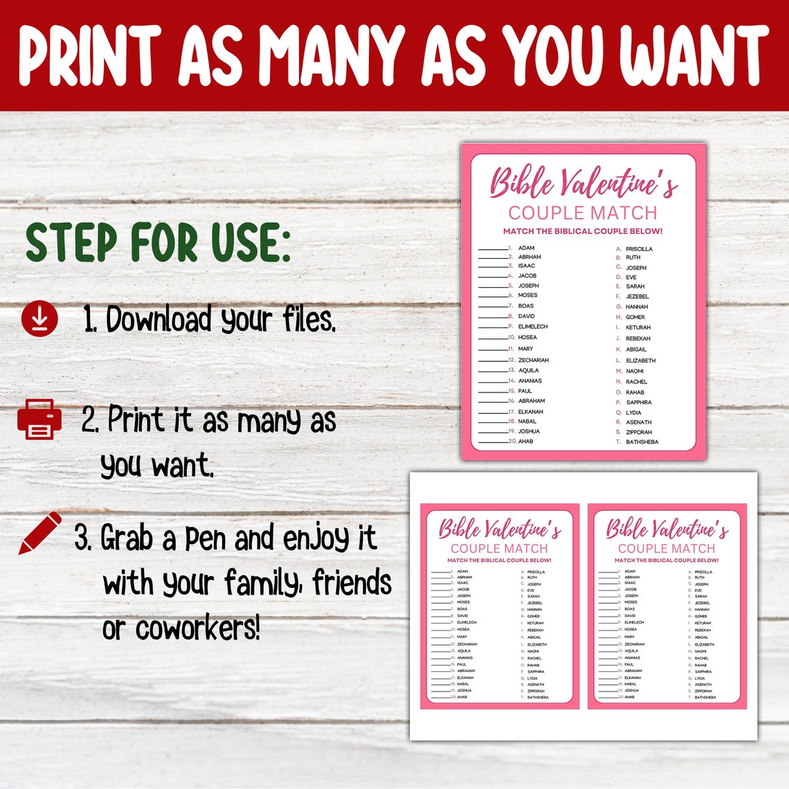 PDF Bible Couples Match Game, Marriage Bible Game, Valentine Bible ...