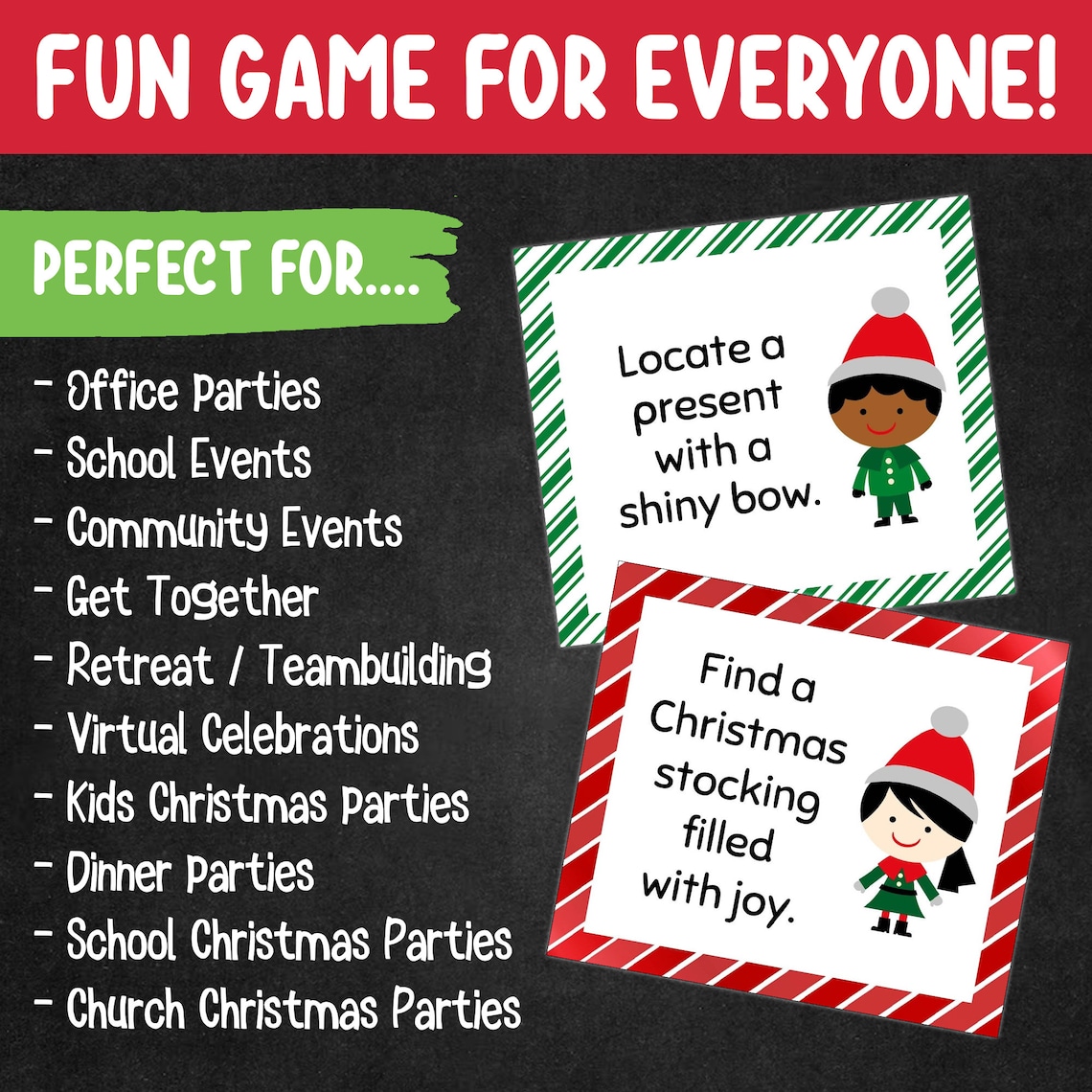 Christmas Scavenger Hunt Party Game | Printable Indoor Christmas ...