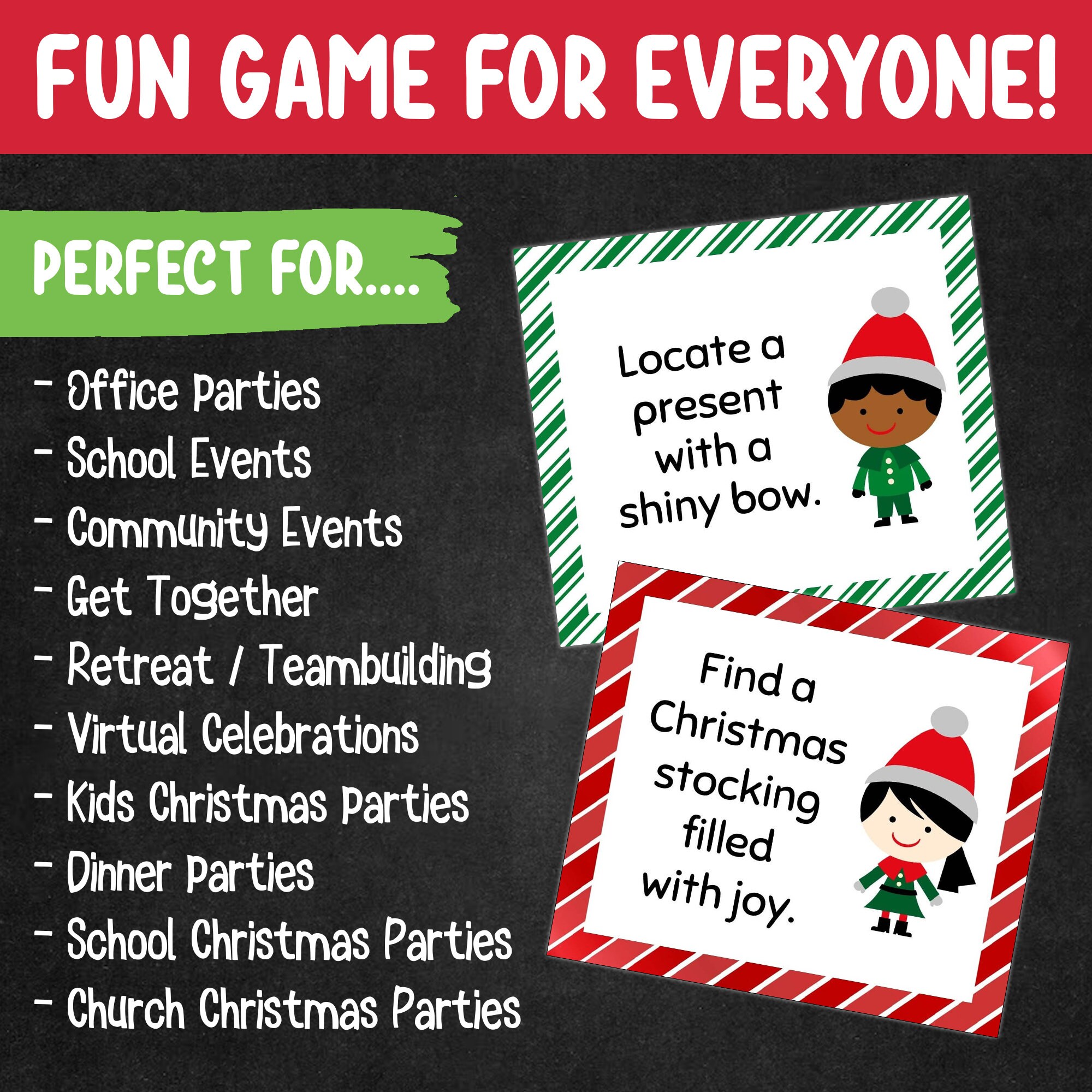 Christmas Scavenger Hunt Party Game | Printable Indoor Christmas ...