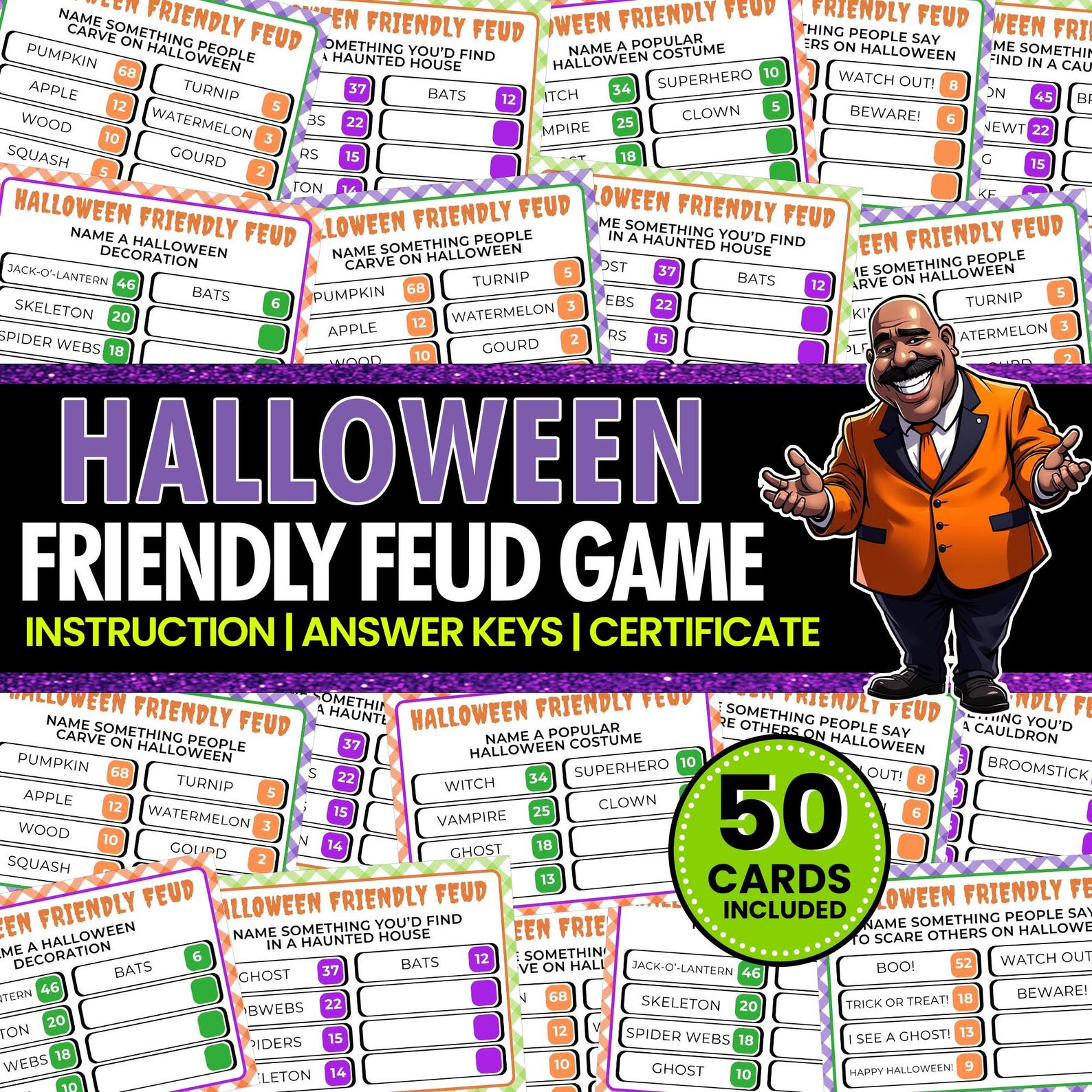 Halloween Friendly Feud Game | Office Party Halloween Game | Family ...