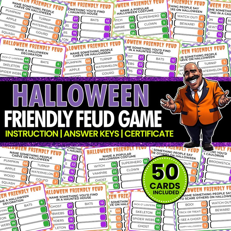Halloween Friendly Feud Game | Office Party Halloween Game | Family ...