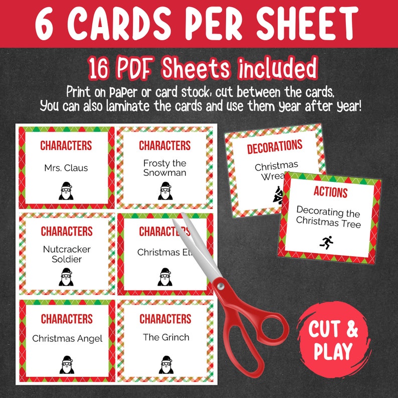 Christmas Charades Christmas Printable Game Christmas Party Game for ...