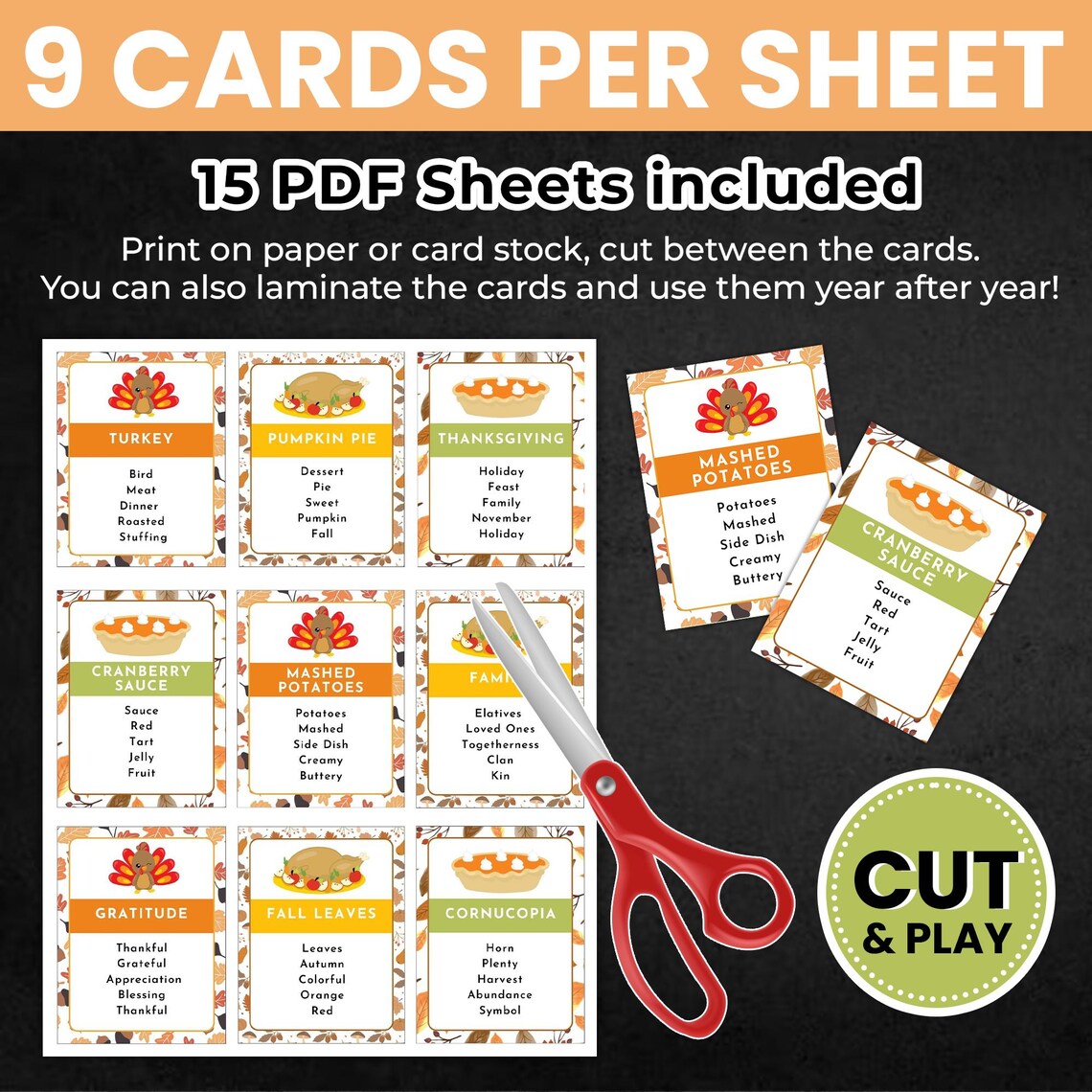 Thanksgiving Forbidden Words | Printable Thanksgiving Game ...