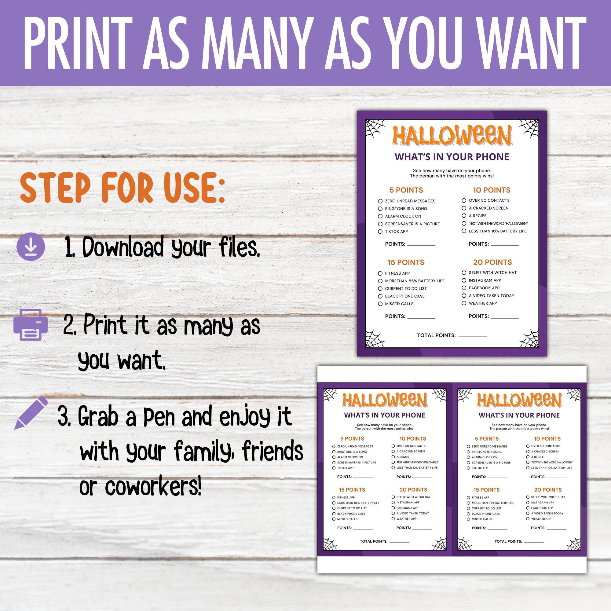 Halloween What's on Your Phone Game, Printable Party Activity (digital ...