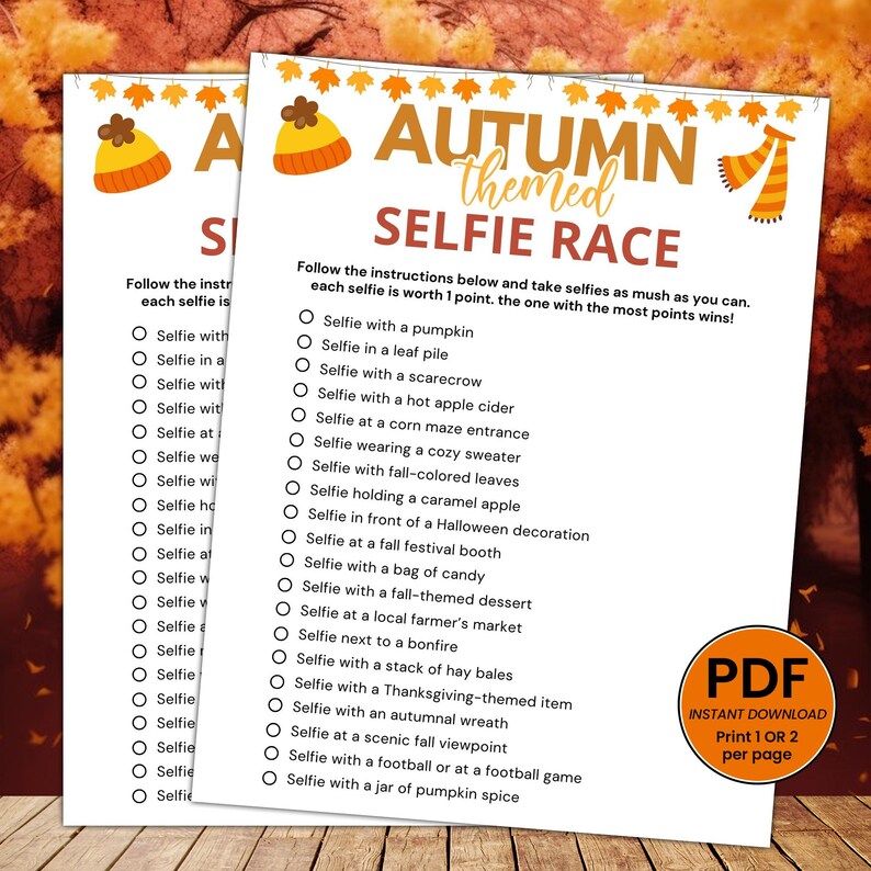Autumn Selfie Race Game | Fall Activities for Kids & Adults (printable ...