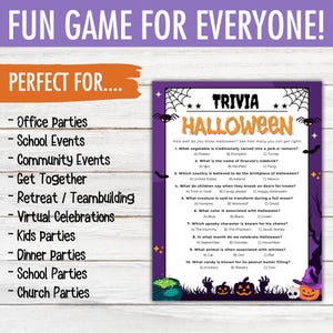 Halloween Trivia Game Printable, Halloween Party Games for Kids and ...