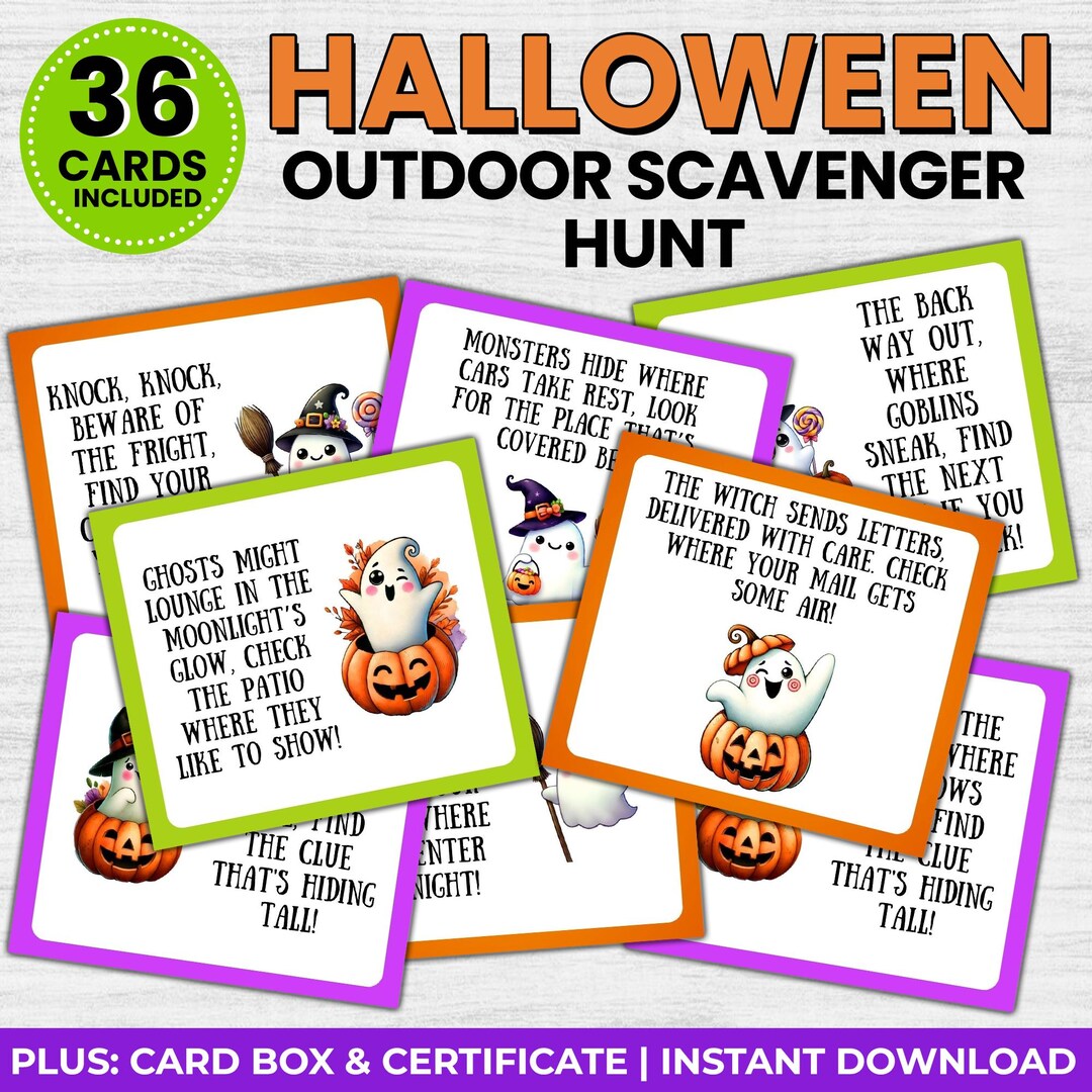 Outdoor Halloween Scavenger Hunt, Kids and Teens, Scavenger Hunt for ...