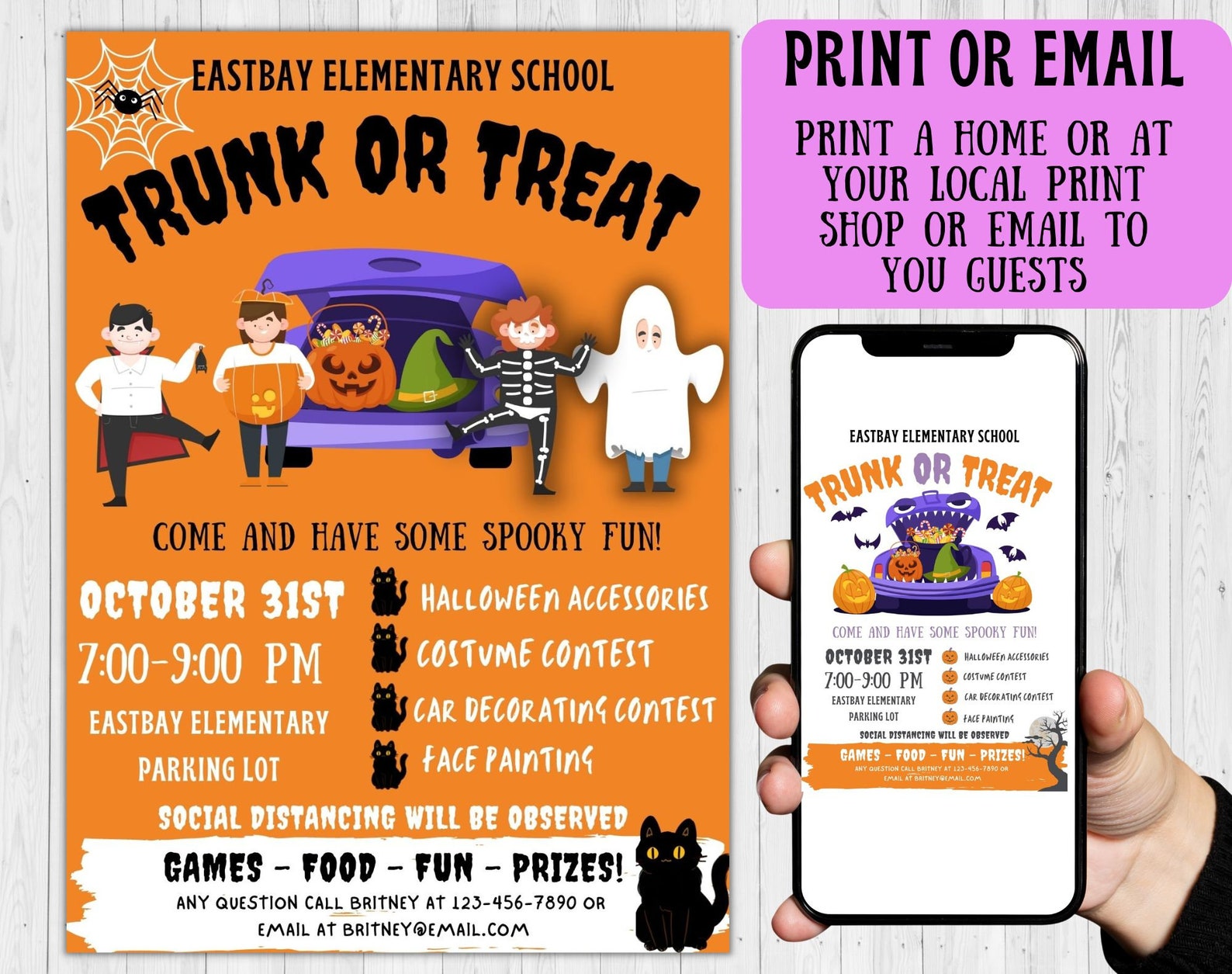 Editable Trunk or Treat Flyer, Halloween Invite (canva Template) - Etsy