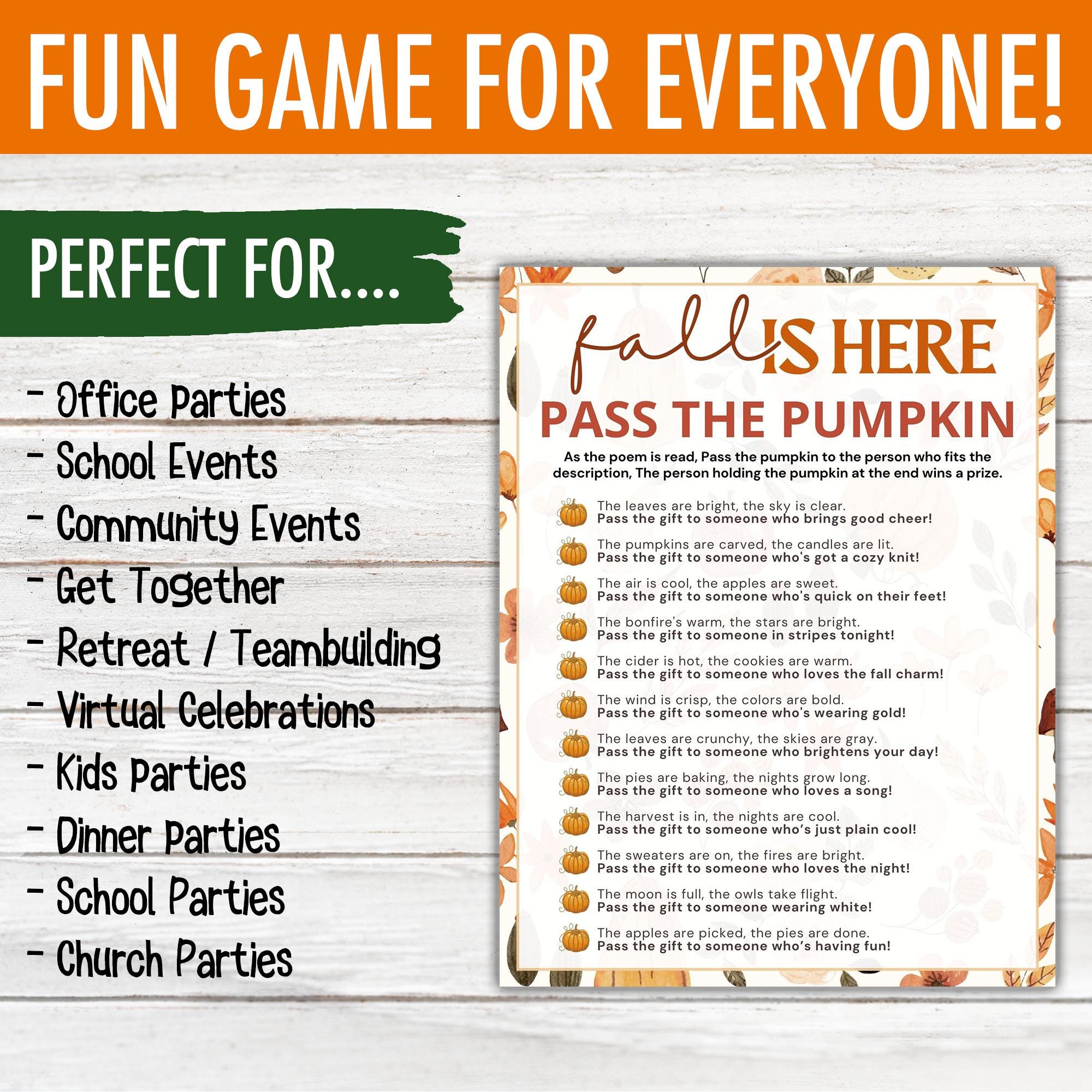 Fall Pass the Pumpkin Game | Printable Autumn Games | Fall Time ...