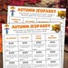 Autumn Jeopardy Game, Fall Trivia, Teens & Seniors (printable) - Etsy