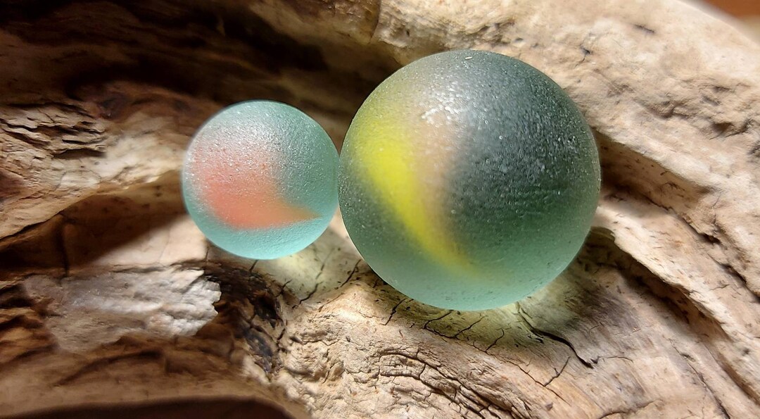 Shooter Sea Glass Marble, Shooter Marble Frosty Marble With Red Cats ...