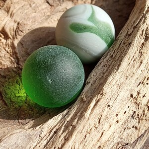 2 Green Nova Scotia Seaglass Marbles Perfectly Weathered by the Ocean ...