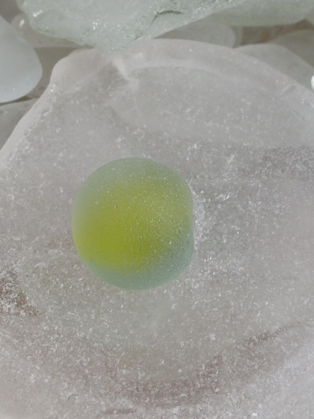 Sea Glass Marble Bright Yellow With One Flat Side, Sea Beach Marble ...