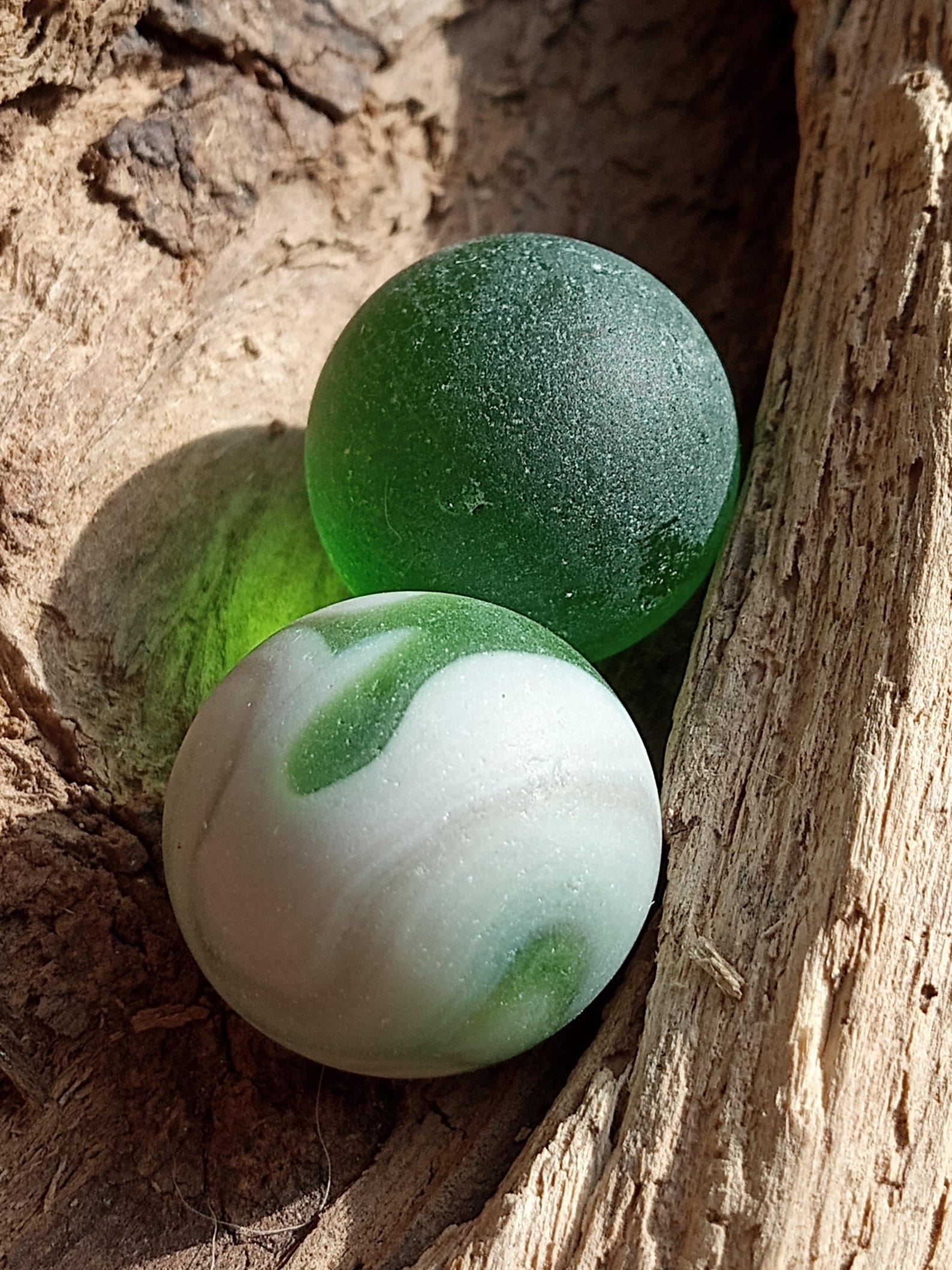2 Green Nova Scotia Seaglass Marbles Perfectly Weathered by the Ocean ...