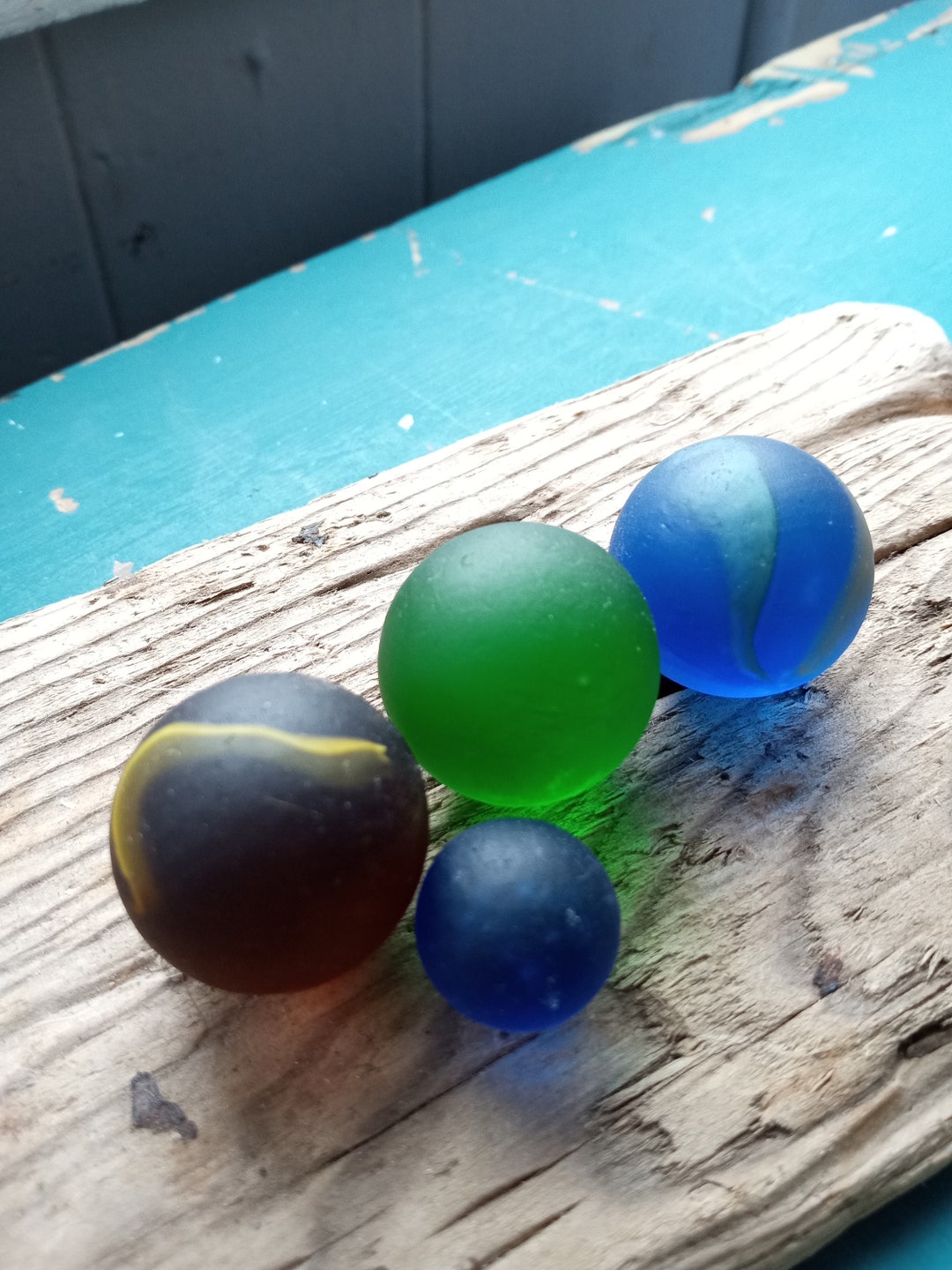 3 Very Unique Shooter Seaglass Marbles Perfectly Weathered by the Ocean Tumble Found on the ...