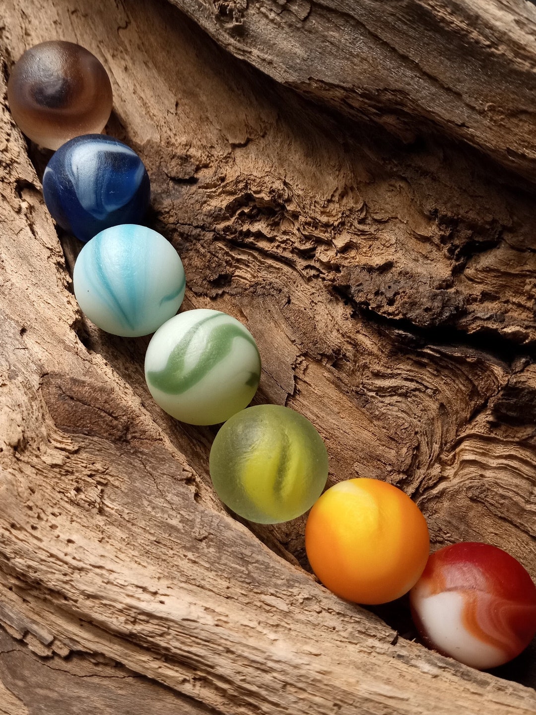 Set of 7 Unique Sea Glass Marbles Colors of the Rainbow to Add to Your ...