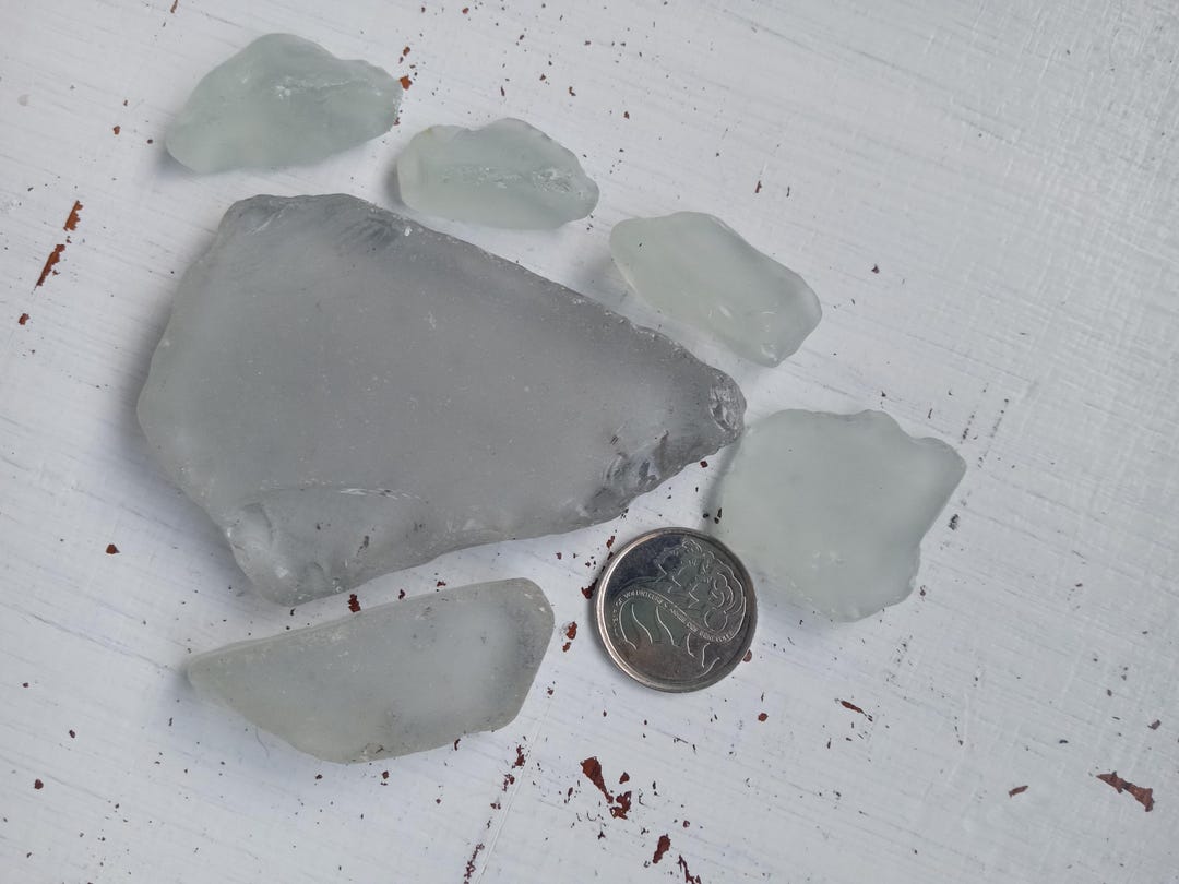 6 Pieces of Melted Bonfire Seaglass White Colored Sea Glass Perfect for ...