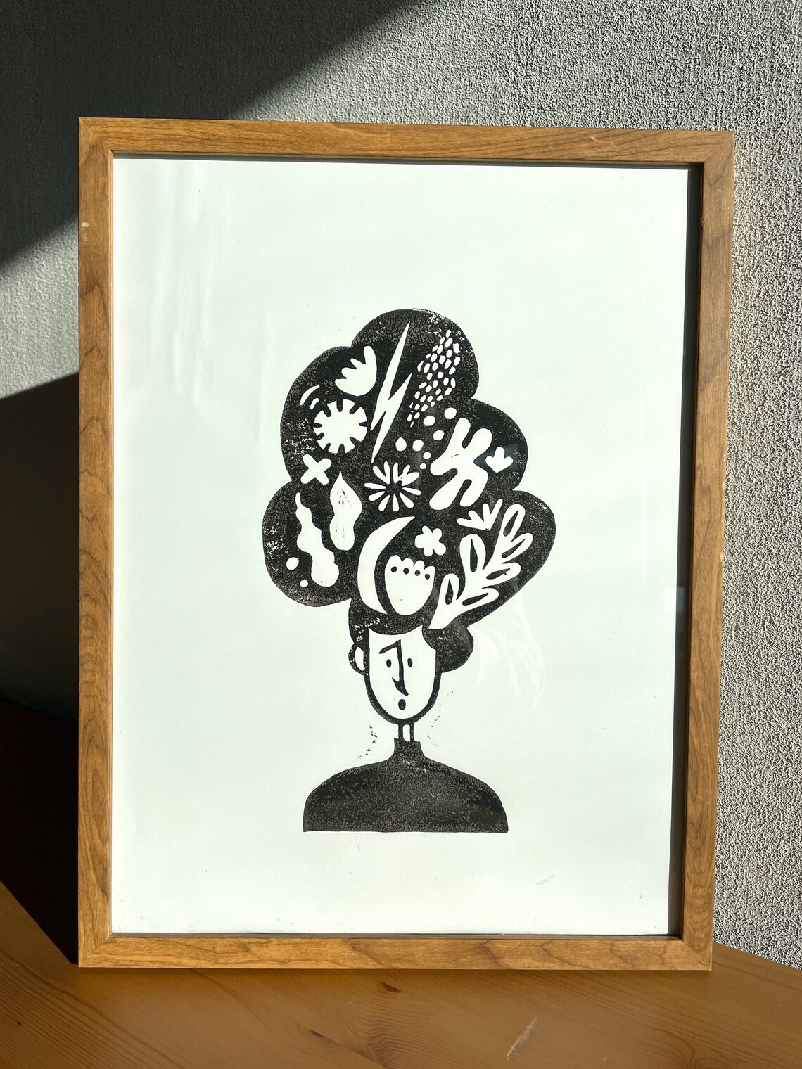 Cloudy Head - Linocut Print, Linocut Artwork,autumn Season, Autumn ...