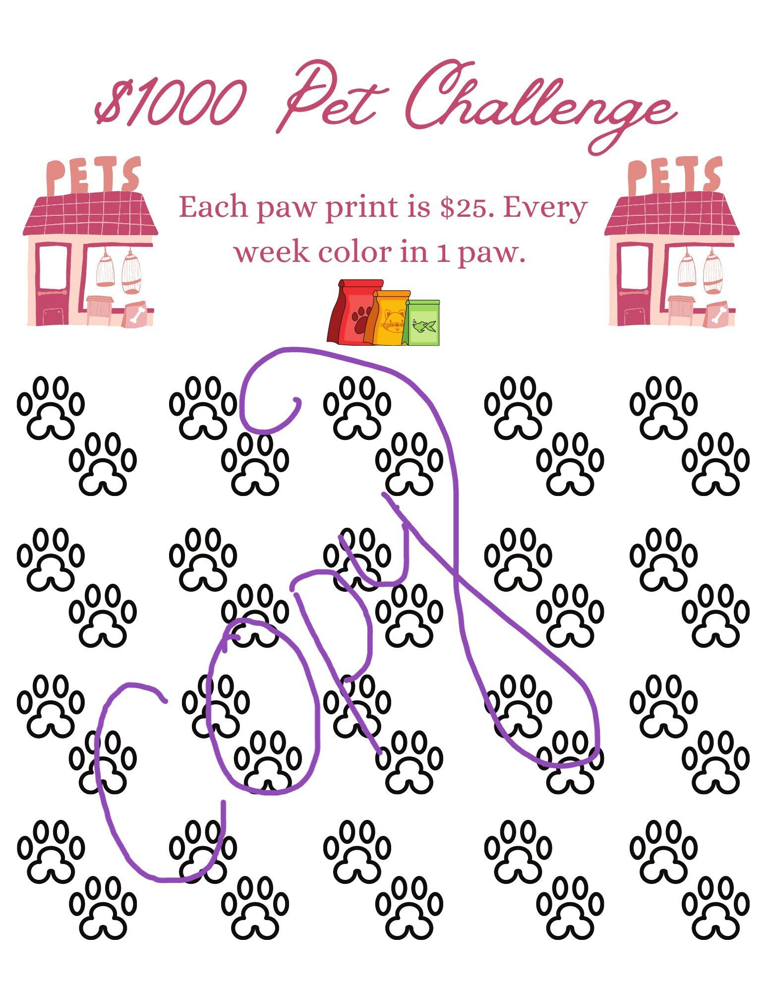 Pets Savings Challenge PDF - Etsy