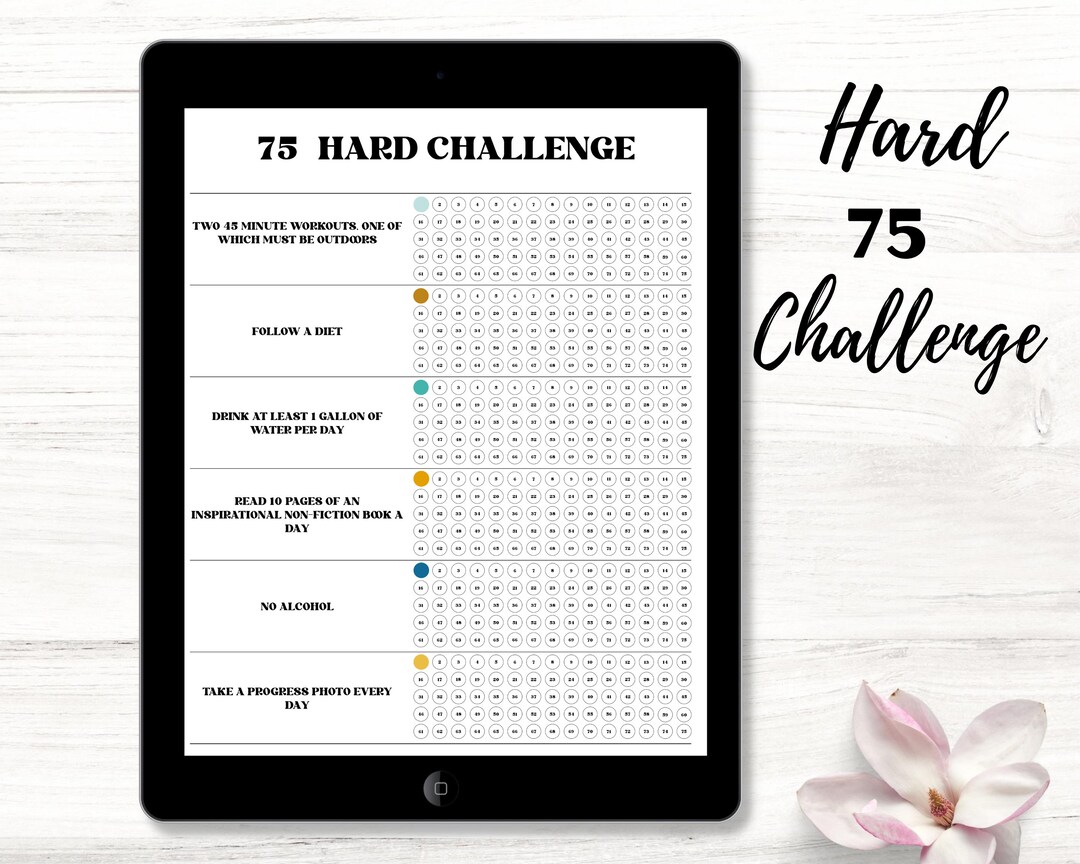 75 Hard Challenge, Fitness Tracker, Digital Journal Goodnotes, - Etsy
