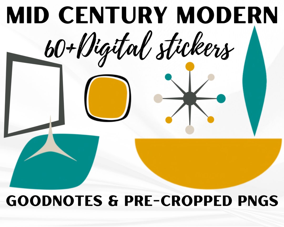 Digital Mid Century Modern Stickers, Retro Stickers for Digital ...