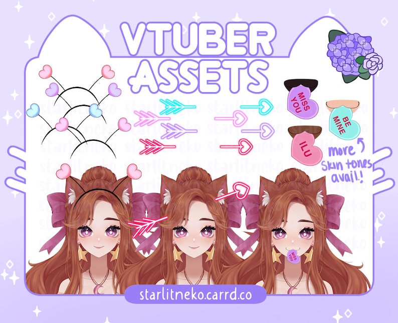 Valentine Vtuber Assets: Heart Headbands & Arrows (P2U) - Etsy