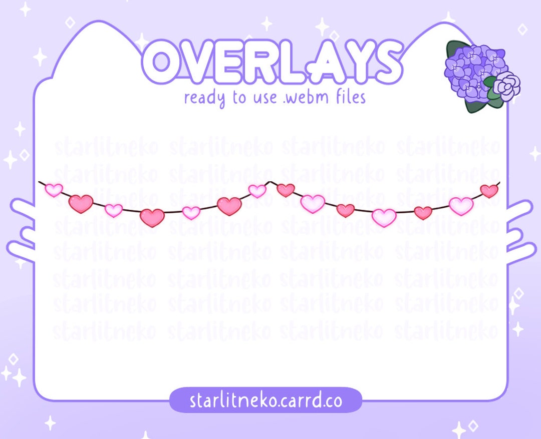 Stream Overlay: Cute Valentine's Heart String Lights [P2U, Twitch ...