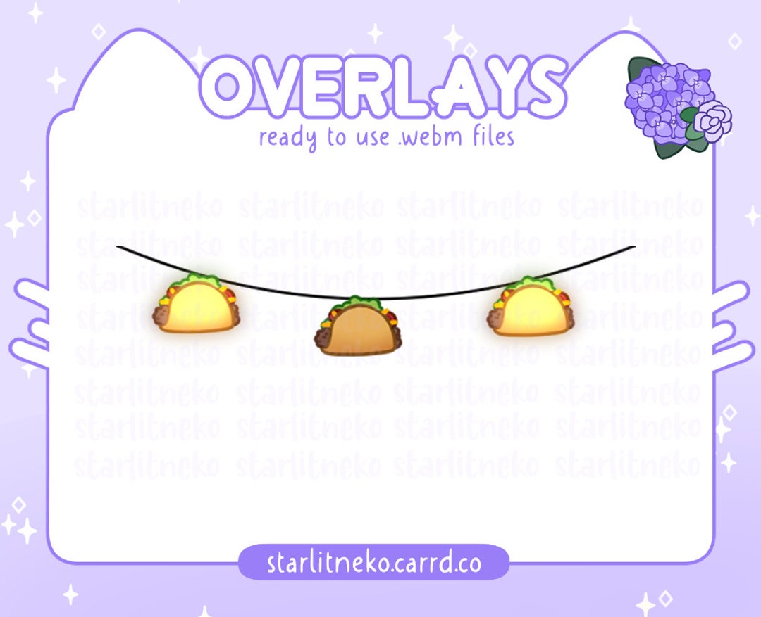 Stream Overlay: Yummy Taco String Lights [P2U, Twitch Overlays, Youtube ...