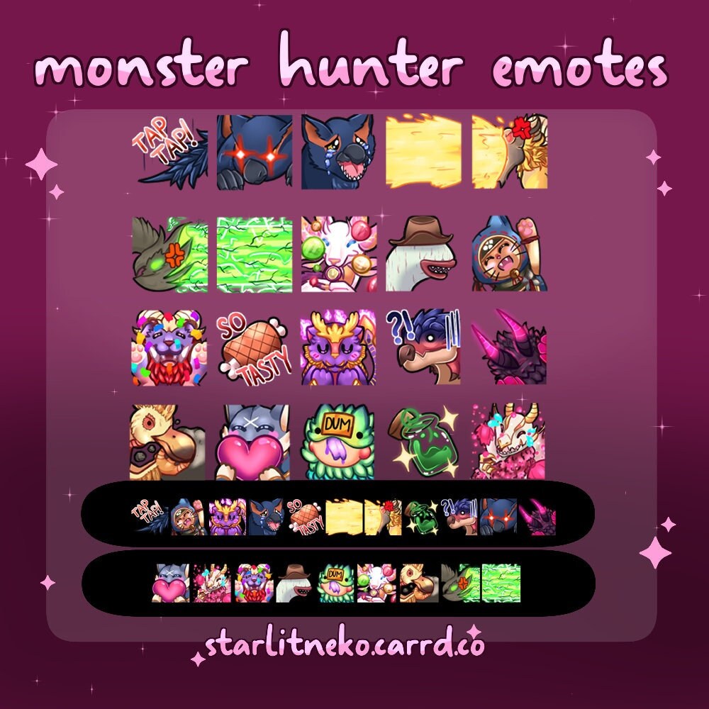 Emotes: Monster Hunter Rise P2U MHR Streamer Twitch Emotes - Etsy