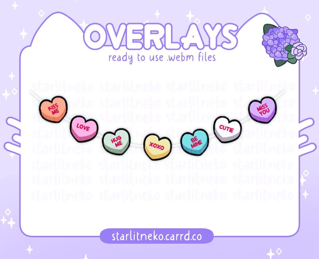 Sweethearts Candy String Lights Stream Overlay: Valentine Twitch ...