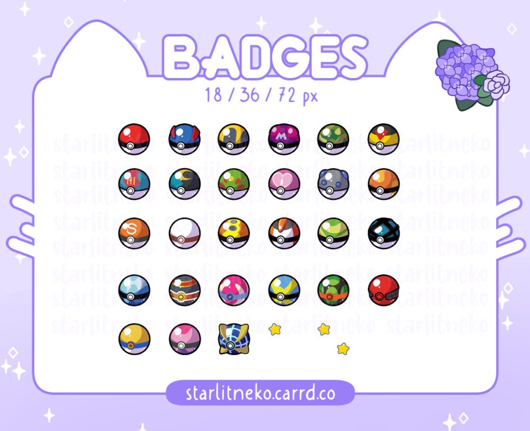 Badges: Poke Balls and Flairs P2U Streamer, Twitch Badges, Discord ...